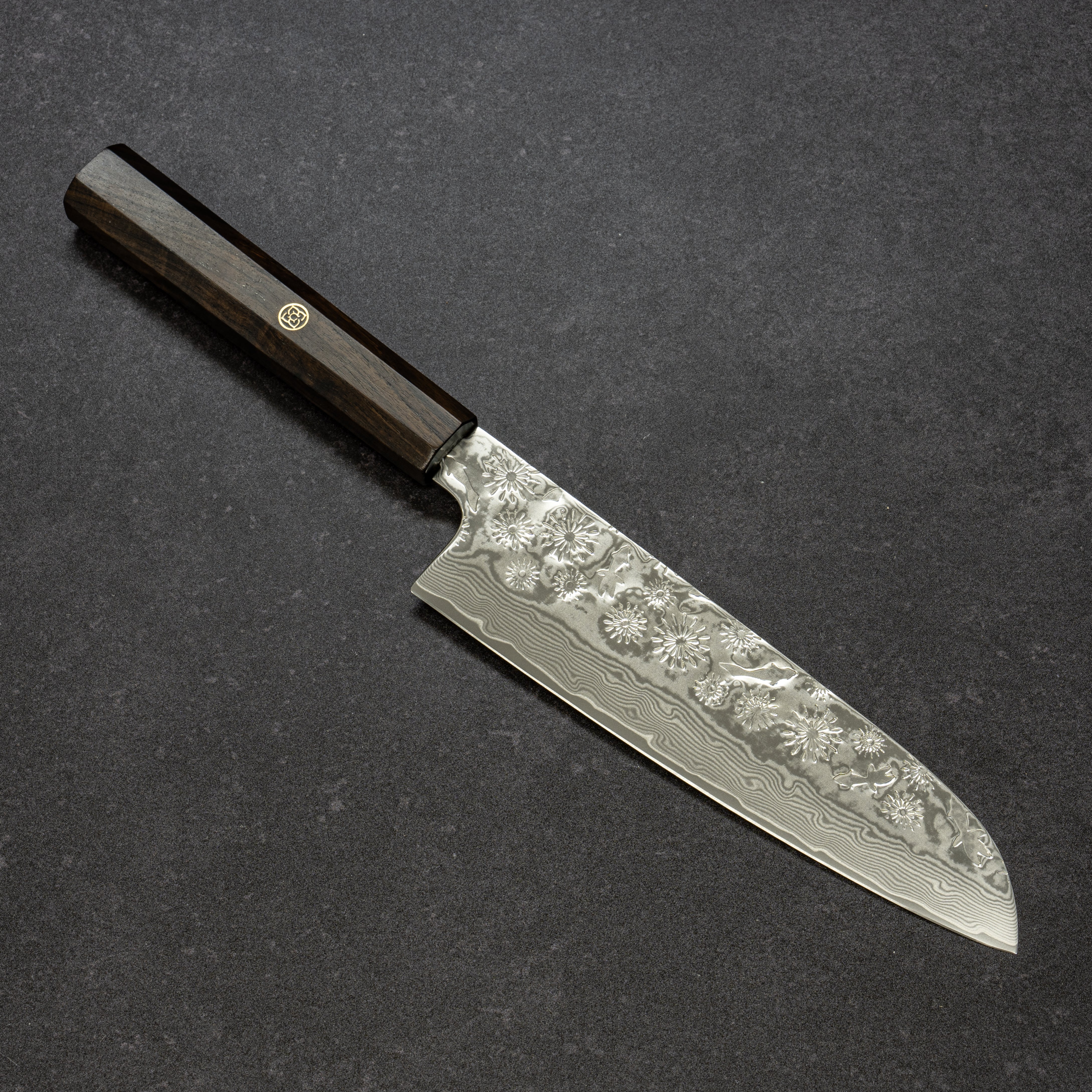 Fireworks & Goldfish Hammered Finish 67lays Damascus Santoku 180mm ...